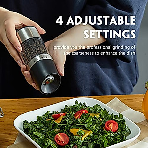 KITEXPERT Pepper Grinder-Chunky-Shaped Salt Grinder Refillable or Pepper Mill-Stainless Steel Peppercorn Grinder Manual with Upgraded Grinding Precision