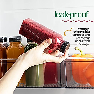 DECADORN 12oz Plastic Bottles With Caps - 12 Pack Empty Juice Bottles For Juicing - MADE IN USA Clear Reusable Bottles With Lids For Fridge - drink container
