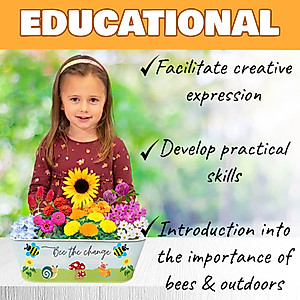 Paint & Plant Kids Gardening Set – with 10 Sticker Stencils I Flower Growing Gardening Kit for Kids & 6 Year Old Girl Gifts I Fun Arts & Craft Gift for Girls Ages 4 5 6 7 8 for Spring & Birthday