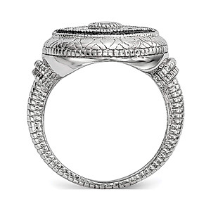 Jewelry By Sweet Pea Sterling Silver Rhodium-Plated Black And White Cz Evil Eye Ring