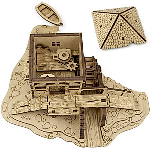 TowerRex Wooden Laser Cut Watermill DND Terrain Buildings - DND Accessories for Dungeons & Dragons, Pathfinder, Warhammer, Tabletop Battle map, Wargaming Terrain, RPG Scenery for 32mm, 28mm miniatures