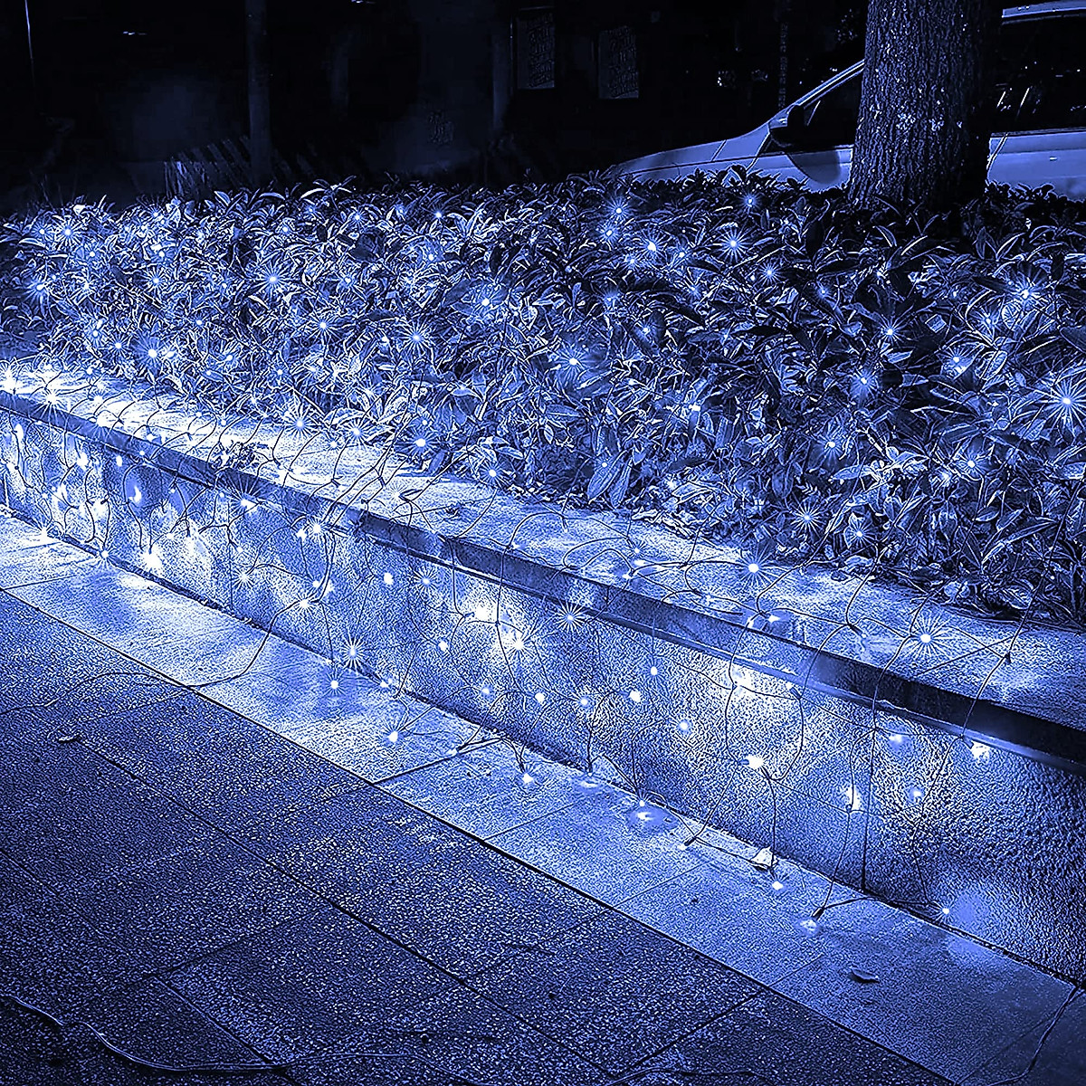 Dazzle Bright Christmas Net Lights, 360 LED 12FT x 5 FT Green Wire Waterproof Connectable String Lights with 8 Modes, Christmas Outdoor Lights for Bush Garden Party Wedding Holiday Decoration (White)