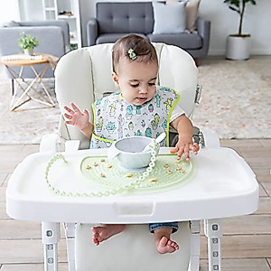 Bumkins Baby Silicone Sensory Placemat, for Babies and Toddlers, Suction Mat for Restaurants, Stick On High Chairs and Tables, Eating Finger Foods, Baby Led Weaning Essentials, Ages 6 Months Up, Sage