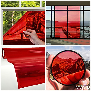 VViViD Transparent Colorful Vinyl Window Tinting Sheets (1.49ft x 5ft, Red)