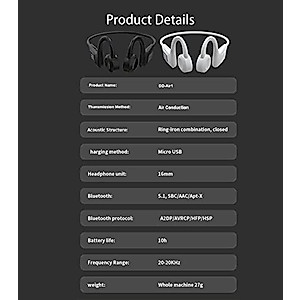 Open-Ear True Wireless Stereo Headphones Over Ear Air Conduction Loud And Clear Headset Wireless Hands-Free Pain Free Headphones For Cycling Driving Hiking Students Ears Pain-Free Earphone (Black)
