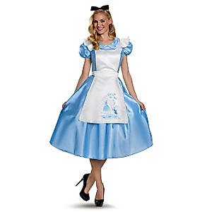 Disguise Costumes Women's, Official Disney Alice in Wonderland Costume Outfit with Headband, As Shown, Small (4-6)