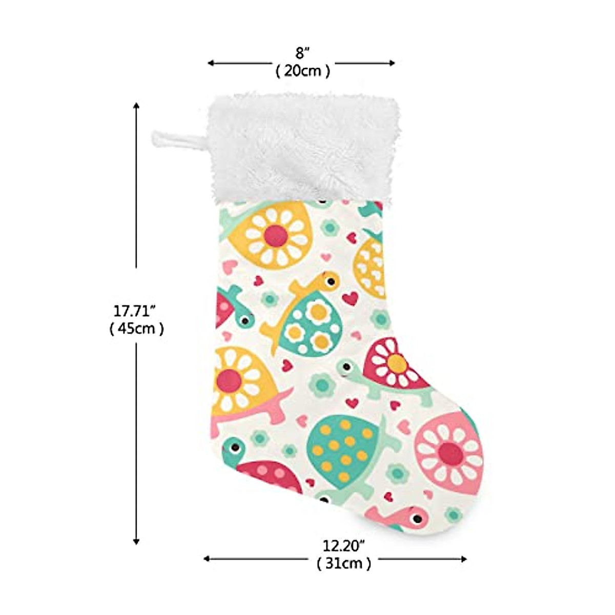 Kigai Christmas Stockings Cute Floral Sea Turtles Large Candy Stockings Stuffers Kids Cute Xmas Sock Decorations 1PC for Home Holiday Party 12" x18"