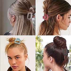 Hair Claw Clips for Women 2 Inch Matte Rectangular Small Claw Clips for Thick Thin Hair Cute Medium Square Claw Clips Sturdy Durable Strong Grip Non-slip Individually Packaged Gift for Women 6 Colors