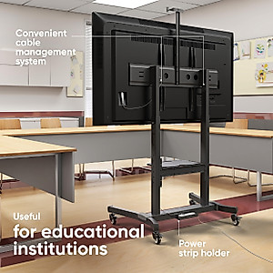 ONKRON Mobile TV Stand for 50-100 Inch TV up to 265 lbs, Heavy Duty TV Stand Adjustable Height with +5/-5° Tilt - max VESA 1000x600 Portable TV Stand on Wheels/TV Cart Rolling TV Stand Tall Black