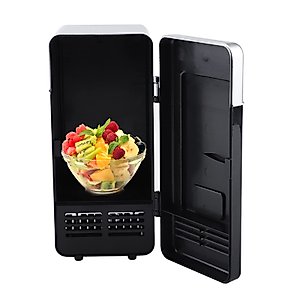 Mini Fridge,Portable Cooler and Warmer, Portable LED Mini USB Refrigerator Drinks Beverage Cans Refrigerator, Mini Fridge for Bedroom Car Office Desk Dorm Room