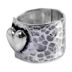 NOVICA Artisan Handcrafted .925 Sterling Silver Cocktail Ring Heart Theme Andean Peru Romantic 'Heartfelt Hug'