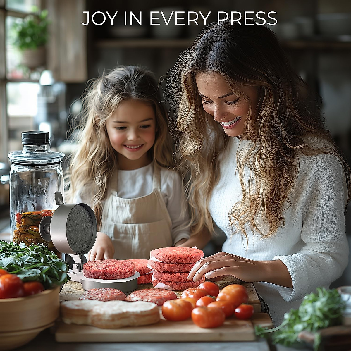 Shop Square Hamburger Press Patty Maker - Adjustable 1/4lb to 3/4lb Burger Press Patty Maker with Patty Ejector - Adjustable Thickness for Burgers, Crab Cakes, and Sausage - Patty Paper Included