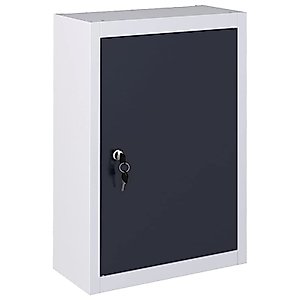 Keketa Wall Mounted Tool Storage Cabinet for Living Room Bathroom Kitchen Cabinet Industrial Style Metal Gray and Black