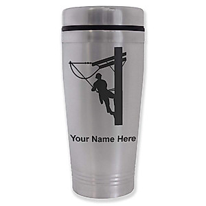 LaserGram 16oz Commuter Mug, Lineman, Personalized Engraving Included