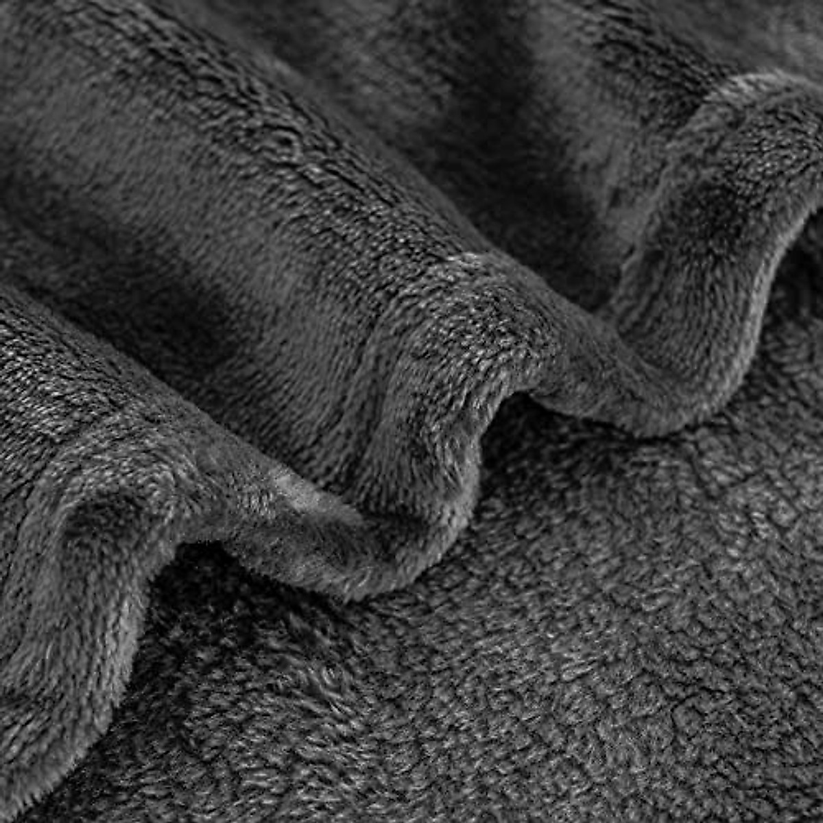 RECYCO Large Fleece Queen Size Blanket 90x90 Inch, Super Soft Queen Blanket for Bed, Lightweight Fuzzy Cozy Warm Dark Grey Queen Blanket for All Season