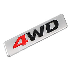 Nawpheki 4WD Emblem Badge Decals, Aluminum Alloy All Wheel Drive Car Side Fender Panel Sticker Replacement for Off Road SUV Auto Truck (Red/Black)