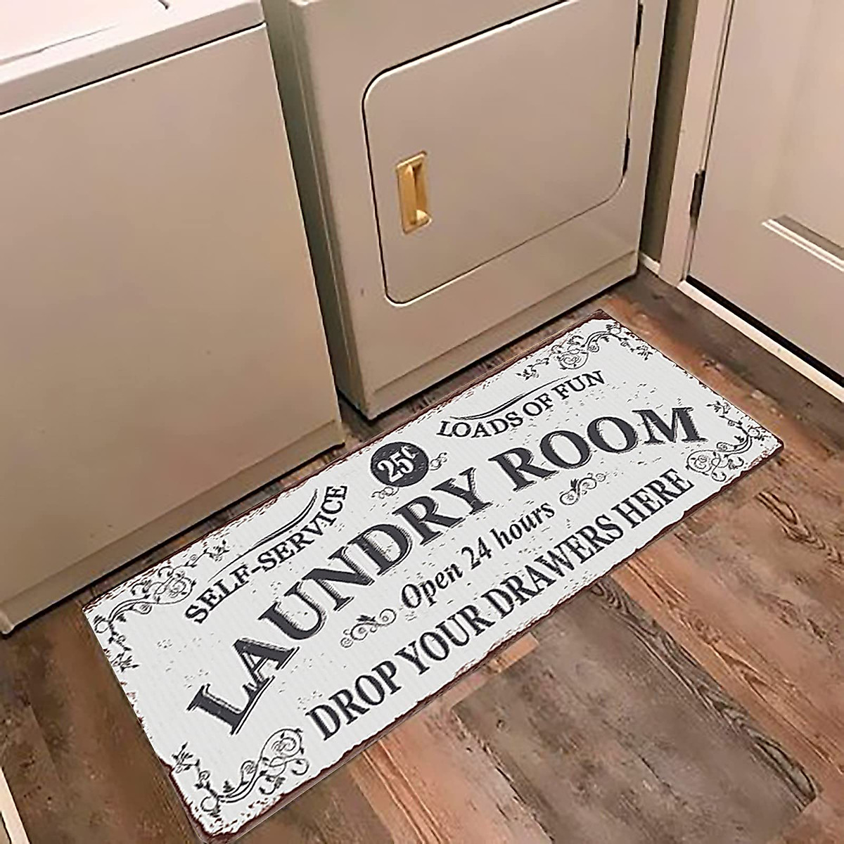 convinced8 Laundry Room Mat Laundry Room Rug Cushioned Anti Fatigue Anti-Slip Farmhouses Kitchen Floor Mats for Bathroom Laundry Room Sink Decorative Accessories (C) 47.2 x15.7in/23.6 X15.7in