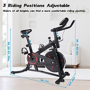 YSSOA Indoor Cycling Bike Stationary Exercise Bike, Comfortable Seat Cushion, Silent Belt Drive, iPad Holder, Fitness Stationary Flywheel Bicycle with Resistance for Home Cardio Workout Cycle Bike Training