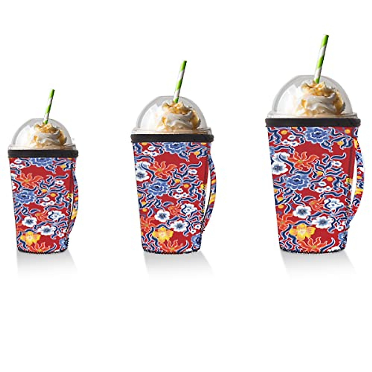 Iced Coffee Sleeve with Handle for Cold Drinks Allay Blossom Beverages Reusable Neoprene Coffee Insulator Sleeves Home Party Suppliess for 30-32oz Coffee Cups
