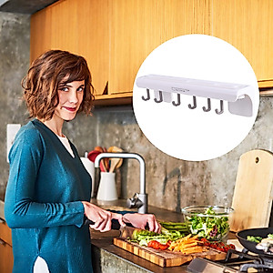 Hemoton Pan Pot Hanger Hook 1 Pc Kitchen Storage Coat Hanger Kitchen Hook Rail Kitchen Holder Shelves for Storage Wall Mounted Wall Mounted Holder Knives Abs White No Punching