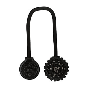 Simplify Magnetic Curtain Tie Back | 7.5”-7.9” | Iron | Jewel Design | Decorative Holdback | Home Décor | Window | Black