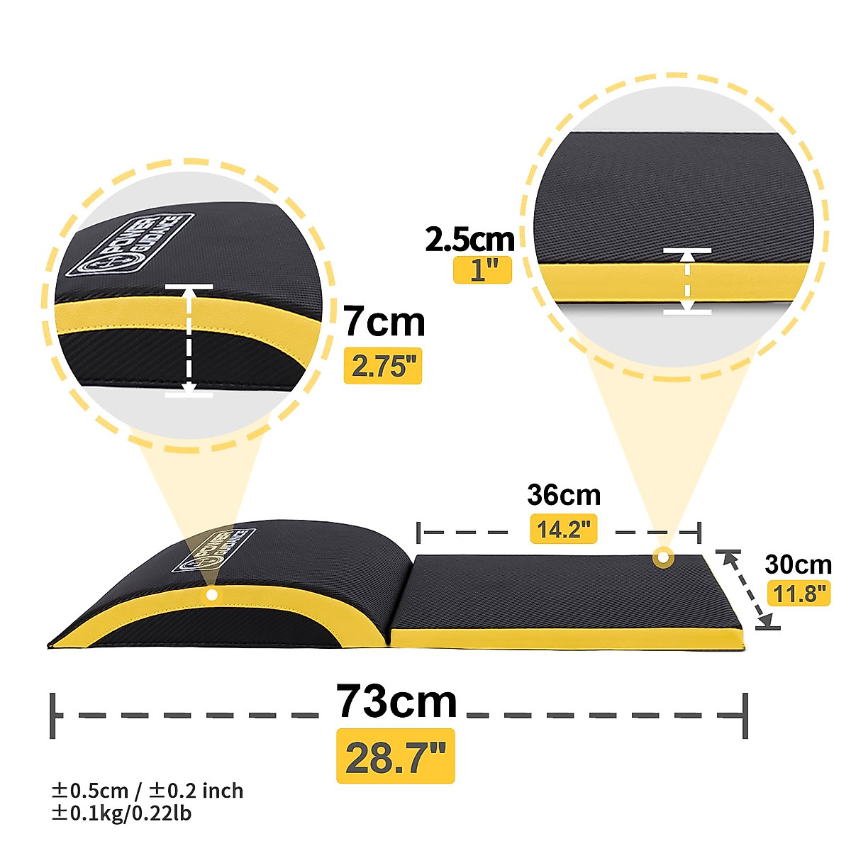 POWER GUIDANCE Ab Exercise Mat - Sit Up Pad - Abdominal & Core Trainer Mat for Full Range of Motion Ab Workouts (black, 2)