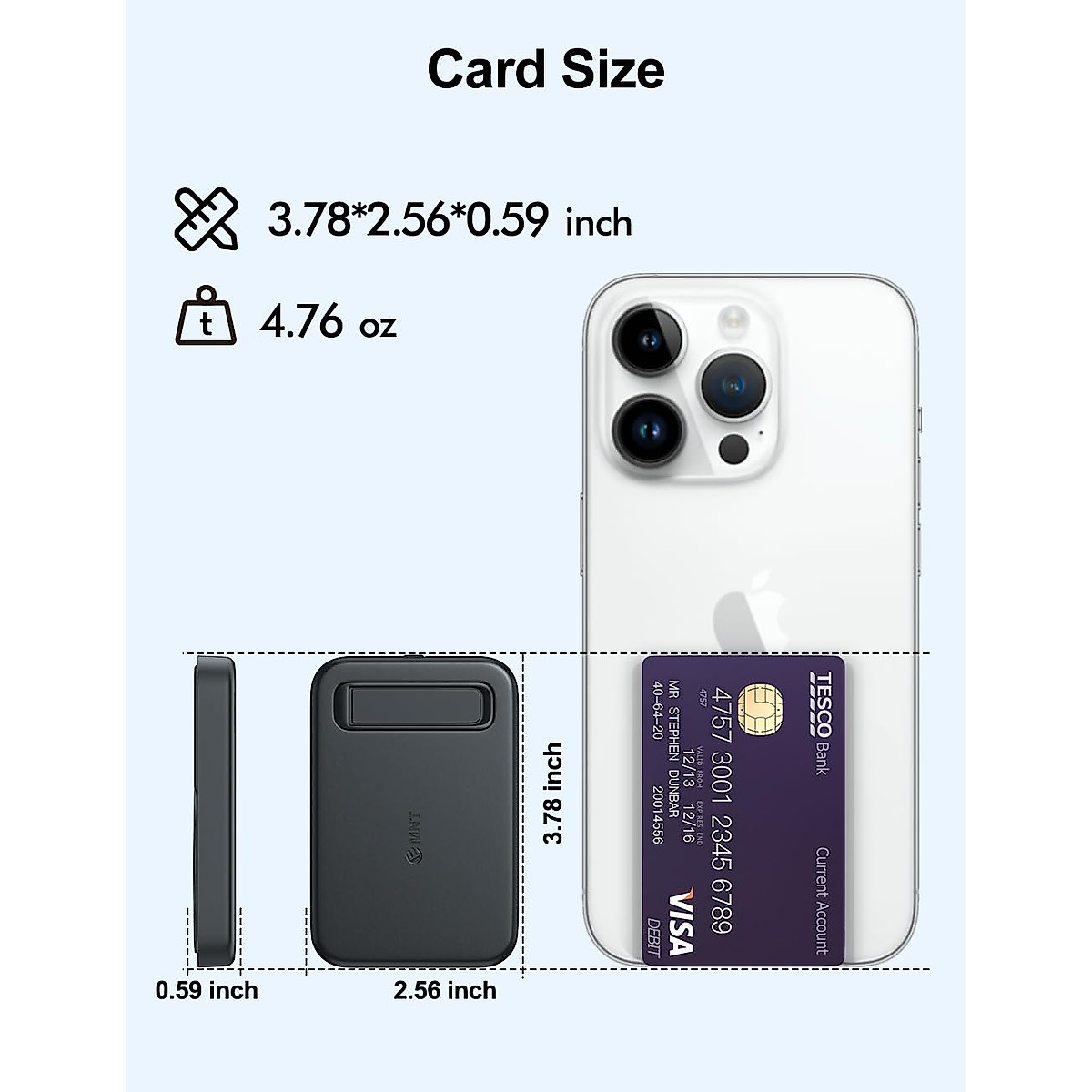 EMNT Mini Magnetic Portable Charger for iPhone,5200mAh Power Bank with Built-in Cable, Battery Pack Compatible with iPhone 14/13/12/11 Pro/Max/X/8/7/6 etc, Non-Wireless Charging