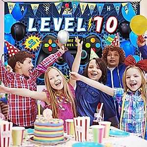 Vlipoeasn 10th Birthday Decorations for Boys 10th Video Game Birthday Decorations 10 Birthday Video Game Backdrop 10 Birthday Backdrop for Boys