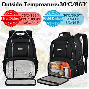 Lunch Backpack for Men, Insulated Cooler Bag Lunch Box Backpack, Extra Large Travel Laptop Backpack TSA Friendly RFID Durable Computer College School Bookbag with USB Port Women Fits 17.3 Inch Laptop