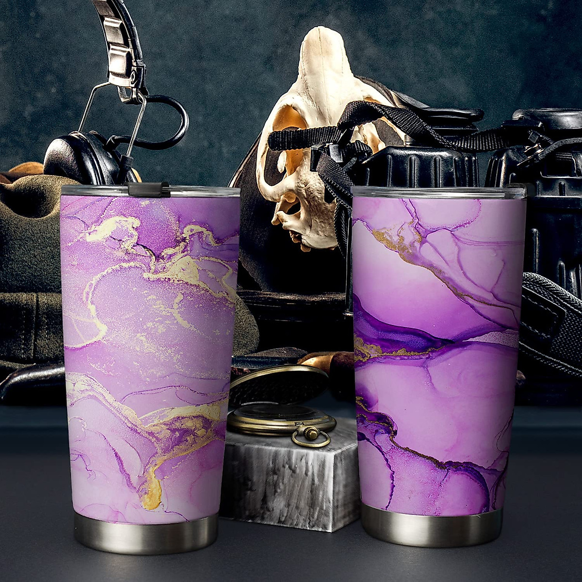 20oz Pink Purple Abstract Marble Tumbler, Inspirational, Motivational Birthday Gifts, Coffee Thermos for Women, Stainless Steel Double Wall Vacuum Insulated Coffee Mug, Travel Cup with Lid