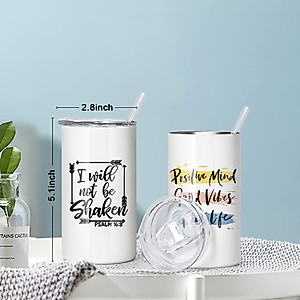 AGH 12 oz Sublimation Tumblers White Stainless Steel Straight Double Wall Vacuum 6pcs Kids Sublimation Tumblers Blanks with Lids and Straws for DIY Gift, Coffee, Tea, Beverages