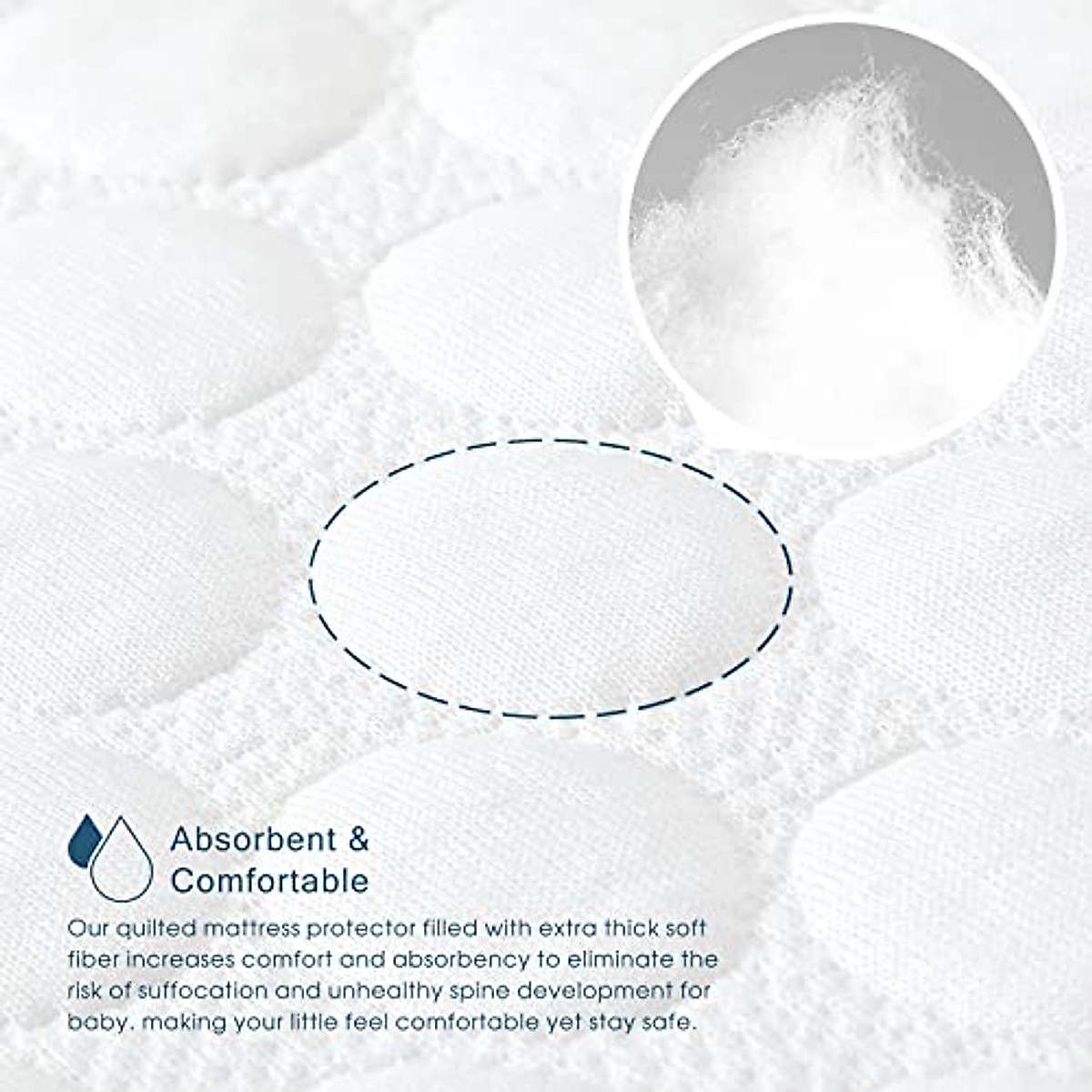 GRSSDER Waterproof Pack and Play Mattress Protector, Extra Soft and Breathable Pack n Play Sheets, Machine Washable Mini Crib Mattress Pad Cover for Size 39" x 27", White Circular Pattern