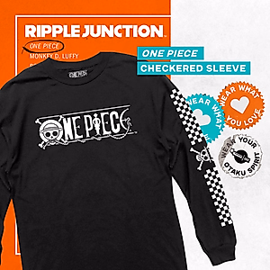 Ripple Junction One Piece Logo Anime Adult Crew Long Sleeve Crew T-Shirt Officially Licensed XL Black
