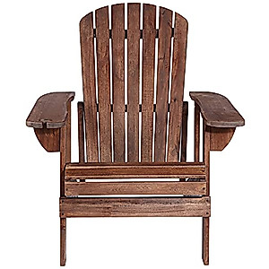 Teal Island Designs Kava Dark Brown Wood Outdoor Adirondack Chair with Wine Holder Set of 2