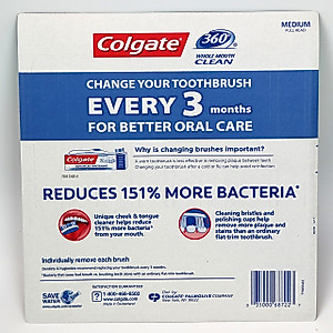 Colgate 360 Toothbrush with Tongue Cleaner Medium Full Head (Pack of 8)