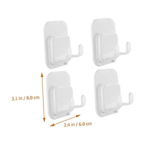 Yardwe 4pcs Paste Hook Plastic Hangers Wall Hanging Hooks Plastic Stand Adhesive Toothbrush Holder Razor Storage Rack Razor Drying Holder Shower Shaver Hooks Bathroom Supplies White Abs