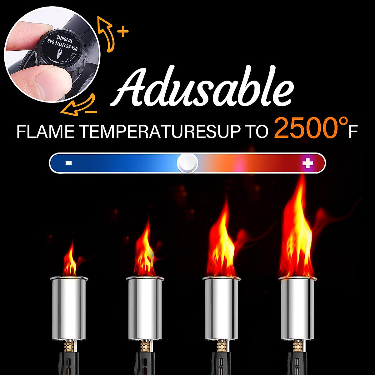 Powerful Grill & Cooking Torch, BBQ Torch Propane, Kitchen Blow Torch Gun, Grill Torch Fire Gun Culinary Kitchen Grilling Tool Adjustable Flamethrower Fire Gun for Searing Steak & Creme Brulee, BBQ