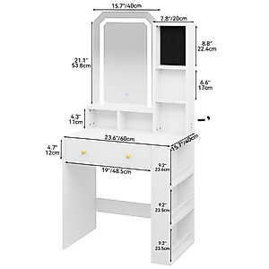 YITAHOME Vanity Desk with Adjustable LED Mirror, Jewelry Organizer, and Ample Storage Options for Bedroom and Dressing Room