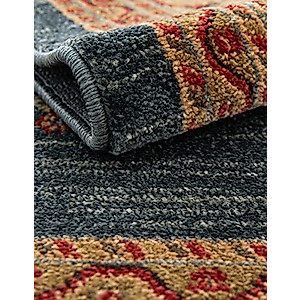 Rugs.com Kashkuli Gabbeh Collection Rug – 7' x 10' Blue Medium Rug Perfect for Bedrooms, Dining Rooms, Living Rooms