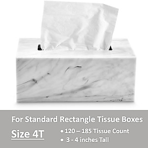 Tissue Box Cover Rectangle - Tissue Box Holder Rectangular - Compatible with Kleenex - Acrylic Marble Bathroom Accessories Decor