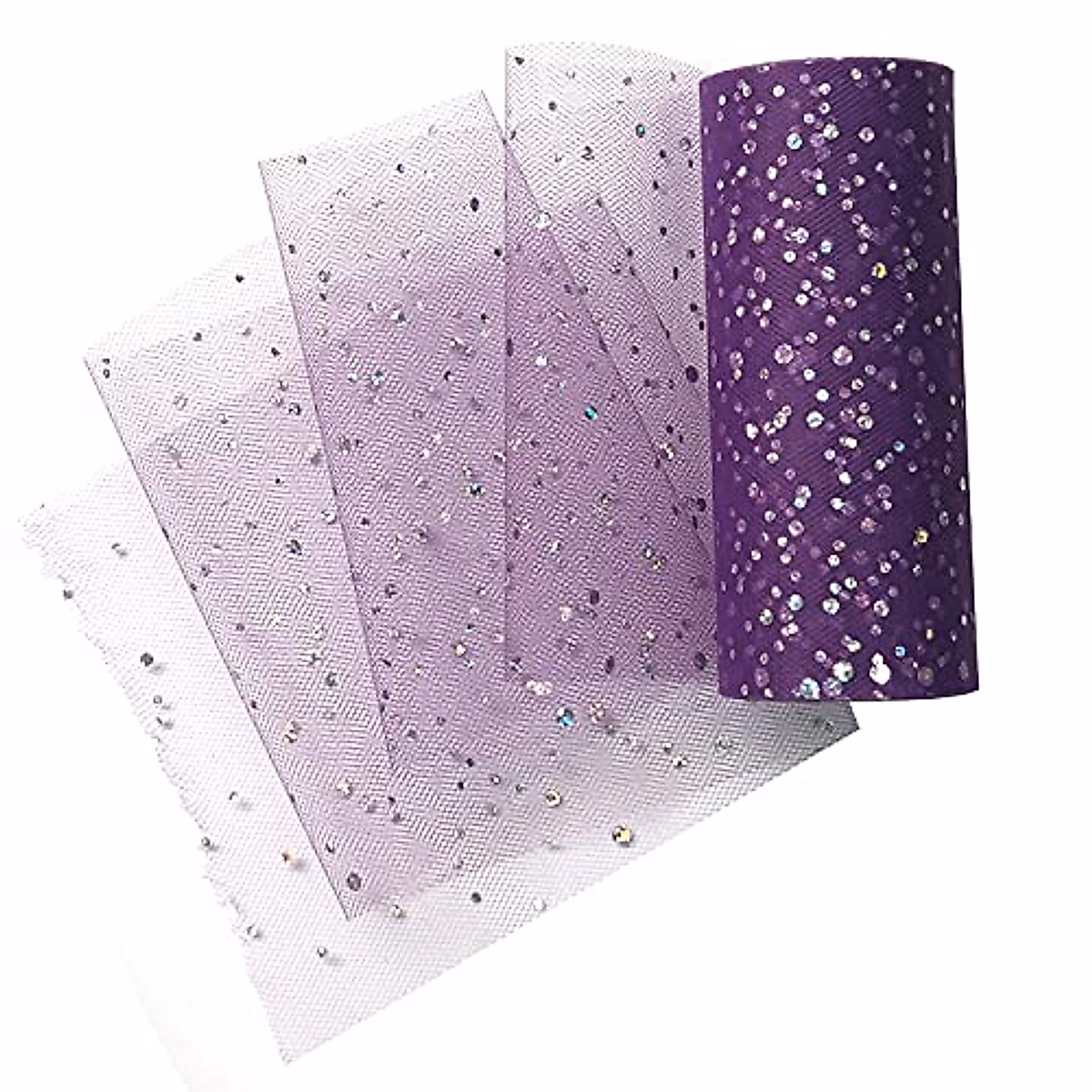levylisa Glitter Purple Sequin Shimmer Tulle Roll 6"x 25 Yard- Purple Tulle Spool-Tulle Fabric-Tutu Tulle-Purple Wedding Tulle