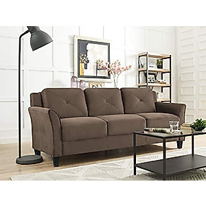 LIFESTYLE SOLUTIONS Collection Grayson Micro-Fabric Sofas, 80.3" x 32" x 32.68", Brown