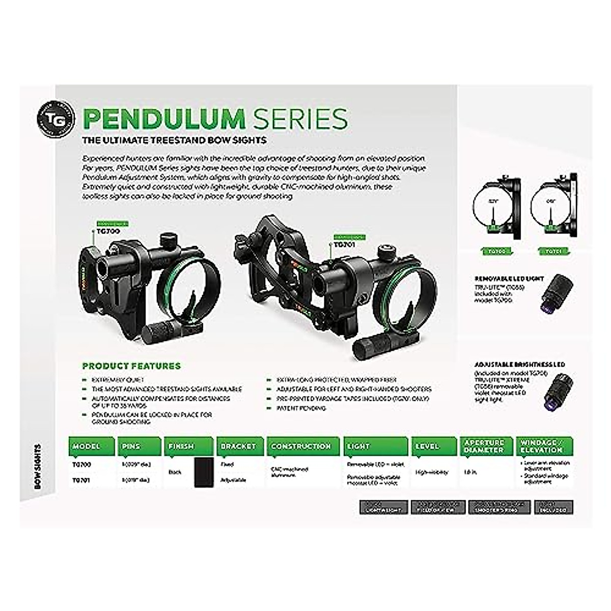 TRUGLO Pendulum Series Ultimate Treestand Bow Sight, Adjustable Bracket