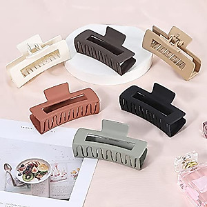 Sisiaipu 4 Inch Big Hair Clips 6 Pcs claw clips for Thick Hair Large Rectangular Claw Clips for Women and Girls Big Nonslip Acrylic Banana Jaw Clips Hair Accessories