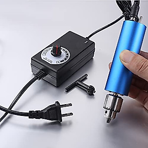 PlusRoc 0.3-4mm Mini Electric Hand Drill With 3-12V DC Variable Speed Control Power Adapter, Portable Handheld Drill For Crafting PCB Resin