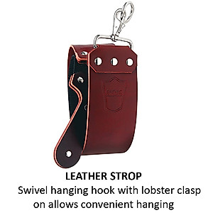 Parker’s Handmade Latigo Leather Straight Razor Strop for Sharpening Straight Razors & Knives – Made in USA – 3” x 27” (Red)