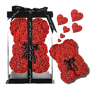 Mother's Day Rose Bear Mothers Day Rose Teddy Bear Mom Gifts Valentines Day Gifts For Her , Mother Day Unique Gifts Mom Birthday Gifts For Women Girlfriend Anniversary Christmas Valentines Gifts (Red)