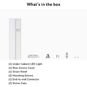 LAGOM 22" Direct Wire Dimmable LED Under Cabinet Lights, Selectable 2700K/4000K/5000K, Selectable Brightness, White Finish, UC0122WH27