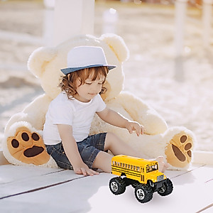 Bedwina Die Cast Yellow School Bus - 2 Pack Set Monster Truck School Bus, Pull Back Car Toys, Play Vehicles and Gifts for Kids Great for Party Favors, Stocking Stuffers