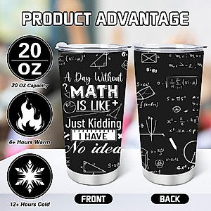 Keluna Math Teacher Appreciation Gifts - 3Pcs Math Teacher Gift Set, 20oz Tumbler with Lid Straw, Lanyards for ID Badges and Keychain, Math Teachers Thank You Appreciation Birthday Christimas Gifts